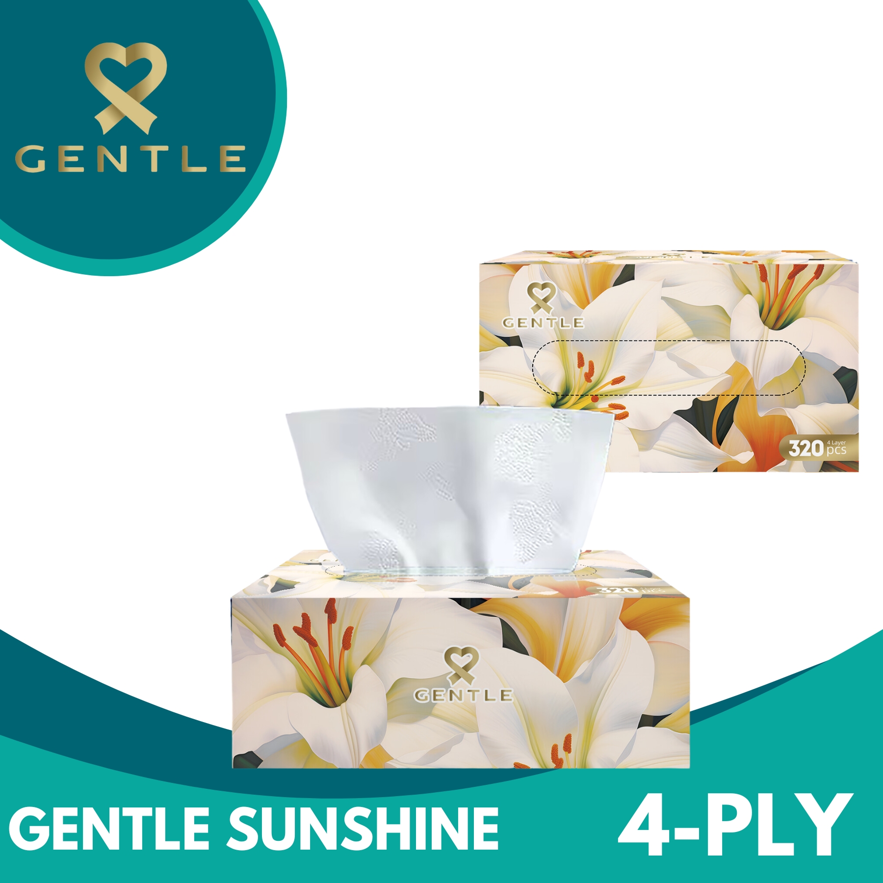 Gentle Sunshine Tissue Box 320s 4ply Perfume Tissue – GENTLE