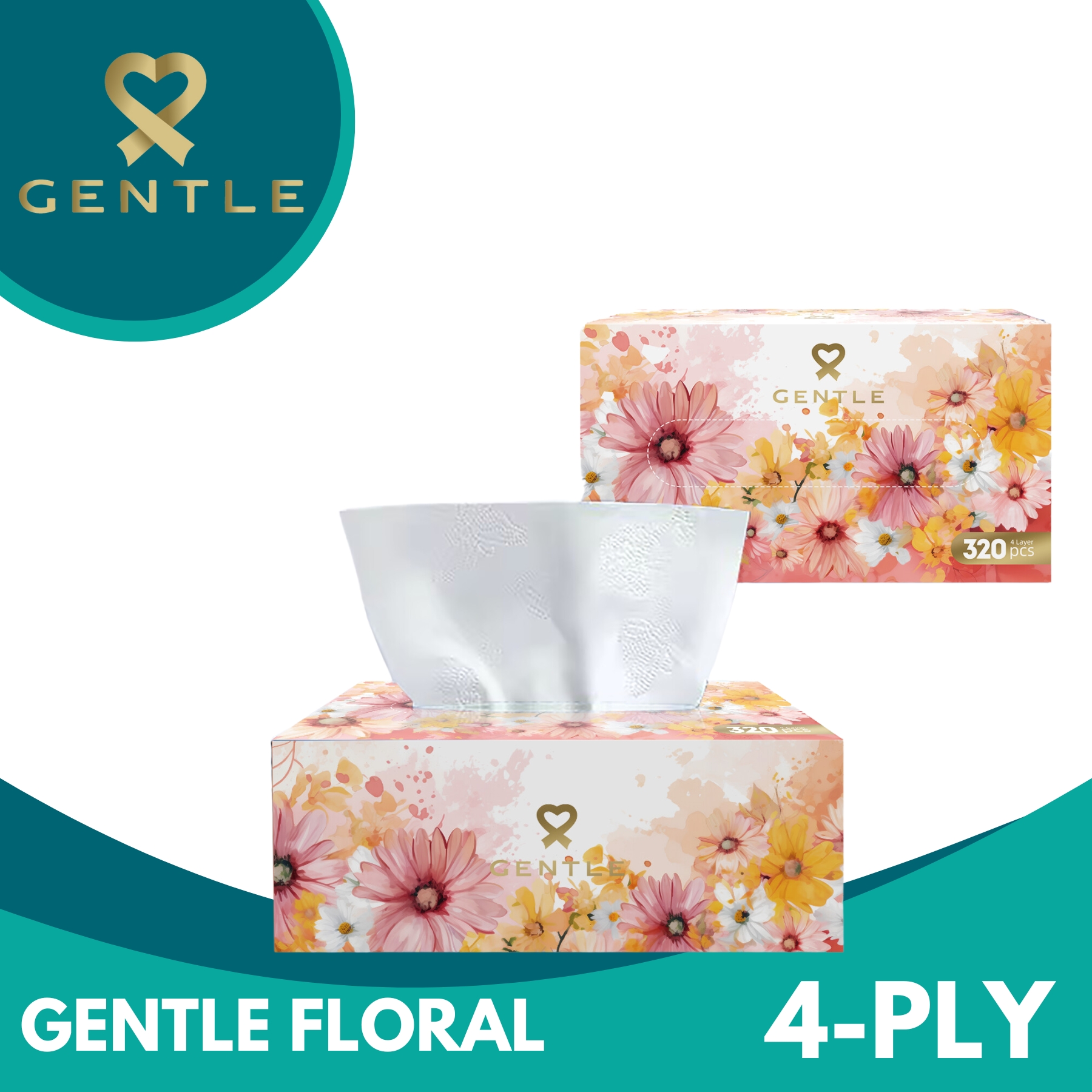Gentle Floral Tissue Box 320s 4ply Perfume Tissue – GENTLE